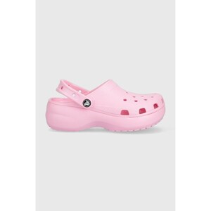 Pantofle Crocs CLASSIC PLATFORM CLOG WOMEN dámské, růžová barva, na platformě, 206750, 206750 ...