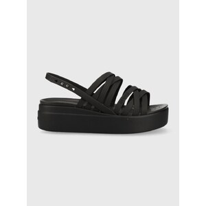 Sandály Crocs Brooklyn Strappy Low Wedge dámské, černá barva, na ...