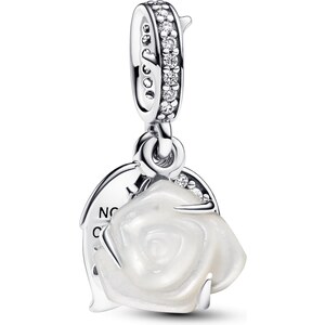 PANDORA Dvojitý visací přívěsek Rozkvetlá bílá růže - GLAMI.cz