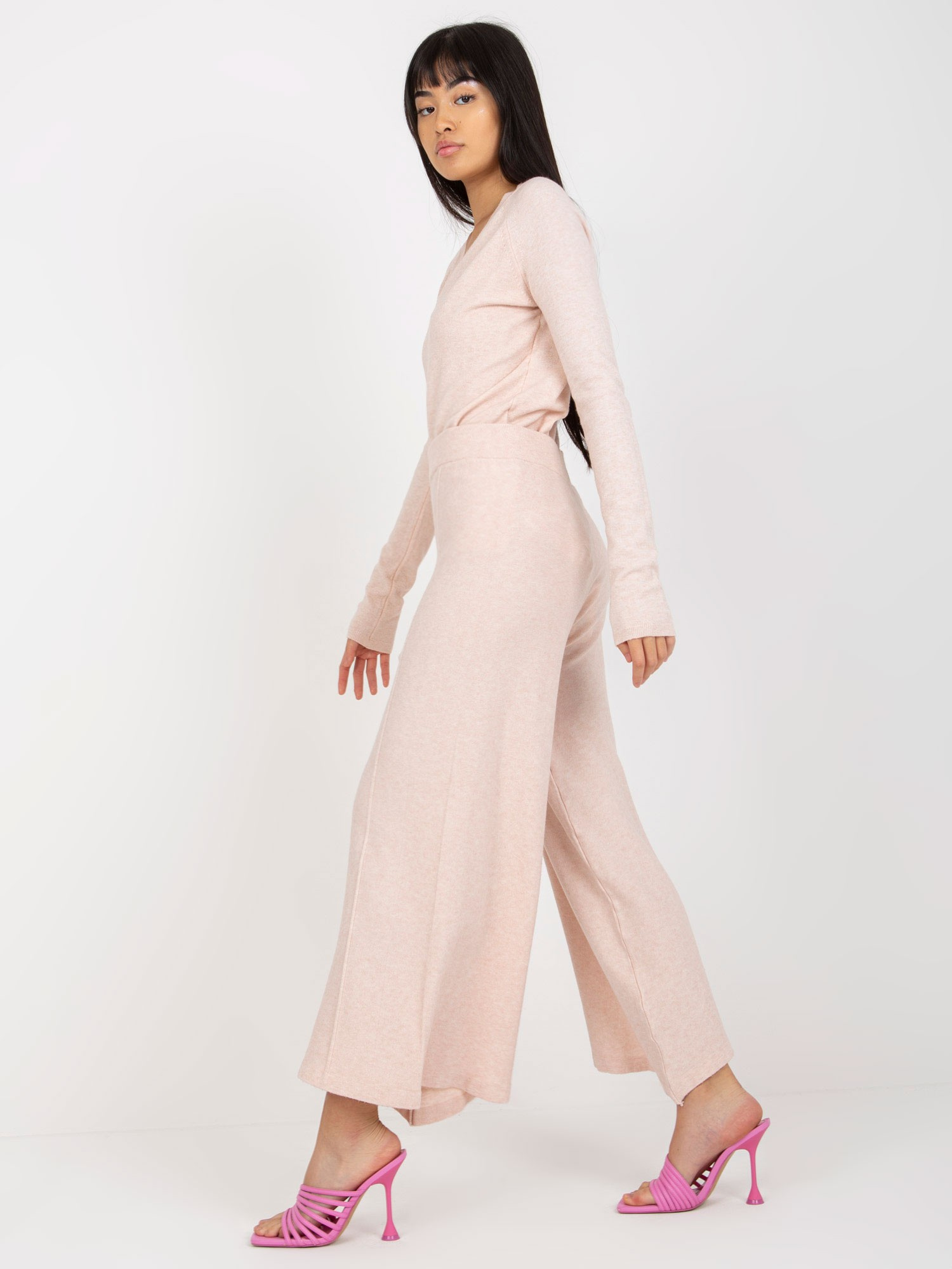 COCO ANGELO Světle růžové široké kalhoty -light pink Světle růžová ...
