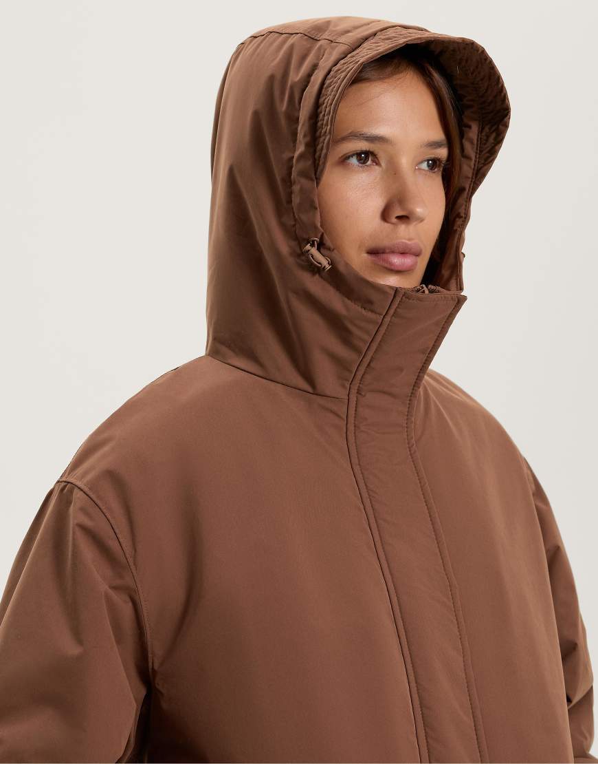 OYSHO Fellex aerogel 10k waterproof long padded jacket in brown - GLAMI.cz