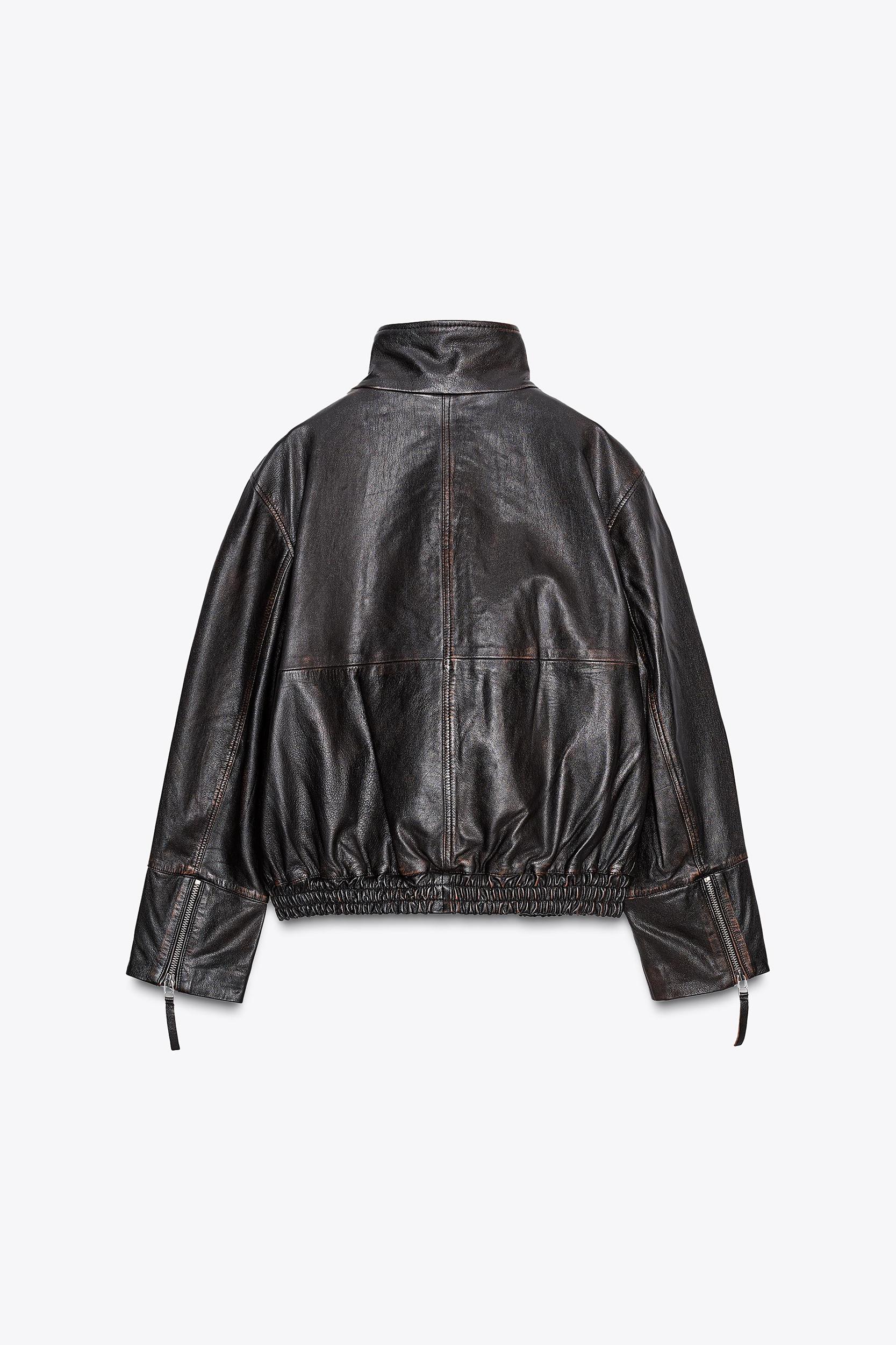 ZARA ZW COLLECTION LIMITED EDITION BOMBER Z KŮŽE Hnědá XS - GLAMI.cz