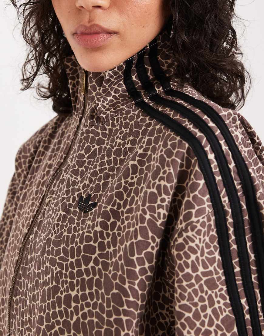 adidas Originals Firebird oversized track top in leopard print-Brown ...
