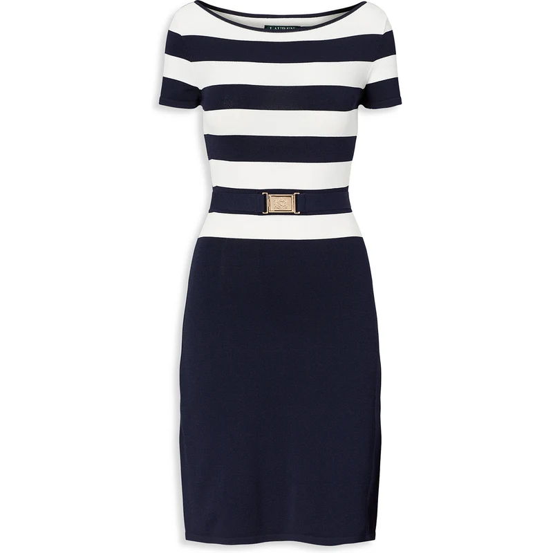 Ralph Lauren pruhované modro-bílé svetrové šaty - GLAMI.cz