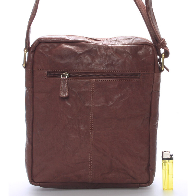 SendiDesign Luxusní velká kožená crossbody taška hnědá - Sendi Design ...