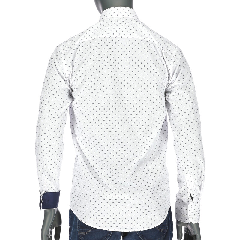 REPABLO bílá slim košile s modrým vzorem - GLAMI.cz