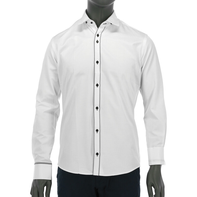 REPABLO bílá slim košile s výrazným prošíváním - GLAMI.cz