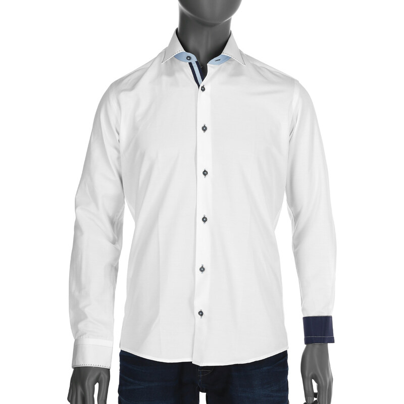 REPABLO bílá slim košile s výrazným prošíváním - GLAMI.cz