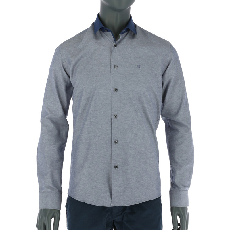 REPABLO kobaltově modrá slim košile s modrým límcem - GLAMI.cz