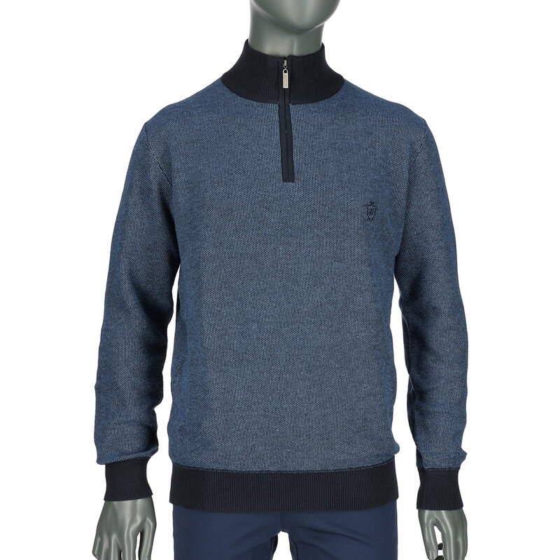 REPABLO modrý žíhaný svetr u krku na zip - GLAMI.cz
