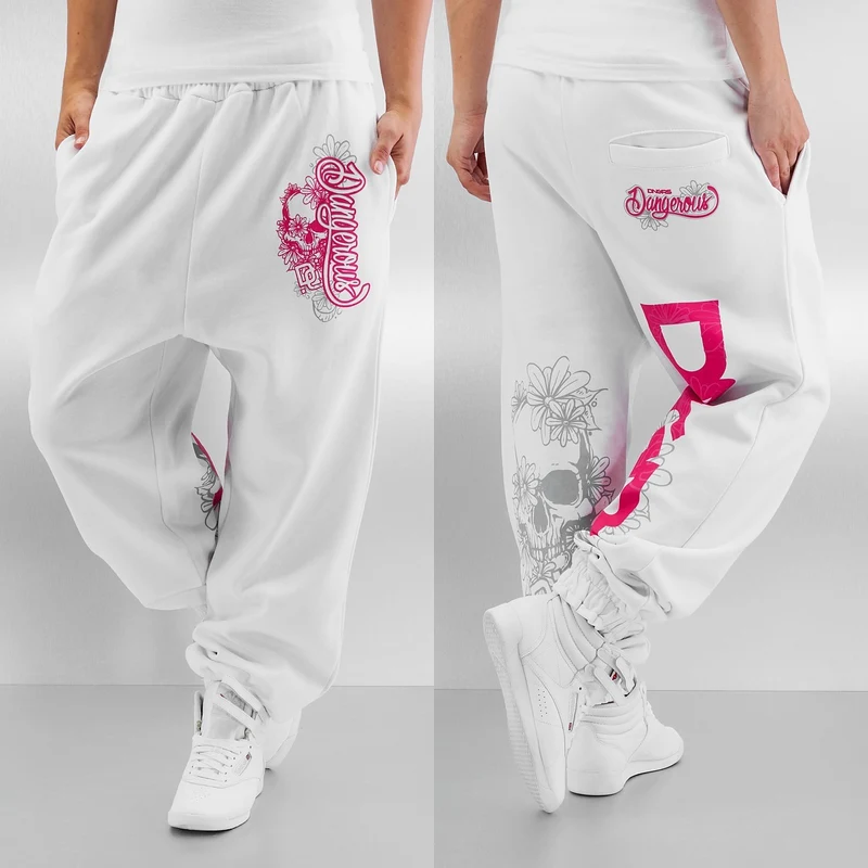 Bílé dámské tepláky Dangerous DNGRS Flower - GLAMI.cz