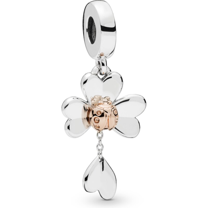 PANDORA přívěsek pozlacený 14-karátovým růžovým zlatem Čtyřlístek ...