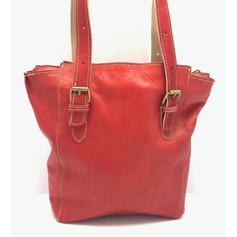 Dámská kožená kabelka s přezkami červená MagBag - GLAMI.cz