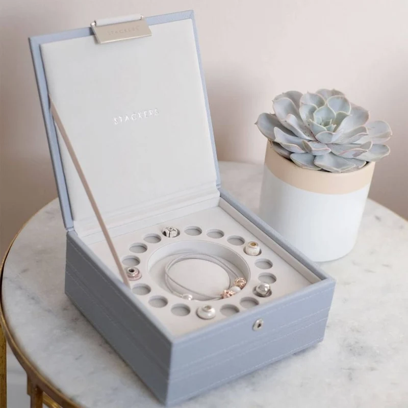 Stackers, Šperkovnice Pandora Dusky Blue Charm | modrošedá - GLAMI.cz