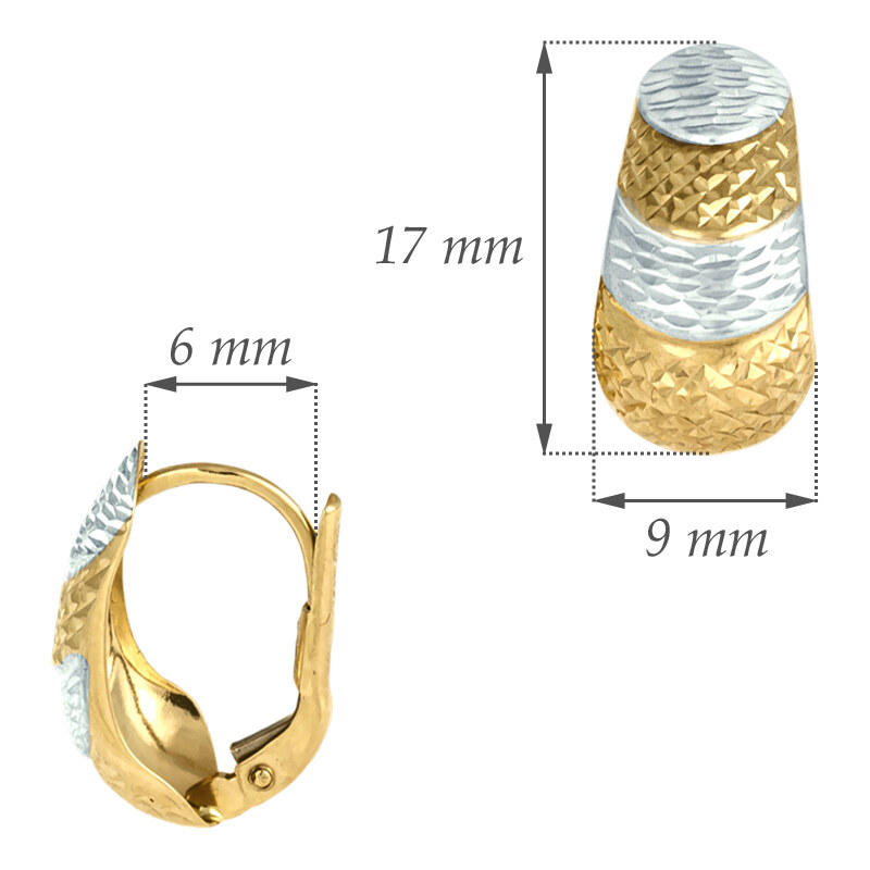 GEMMAX Jewelry Zlaté náušnice - diamantový brus a gravírování, žluto-bílé zlato GLECN-22811 ...