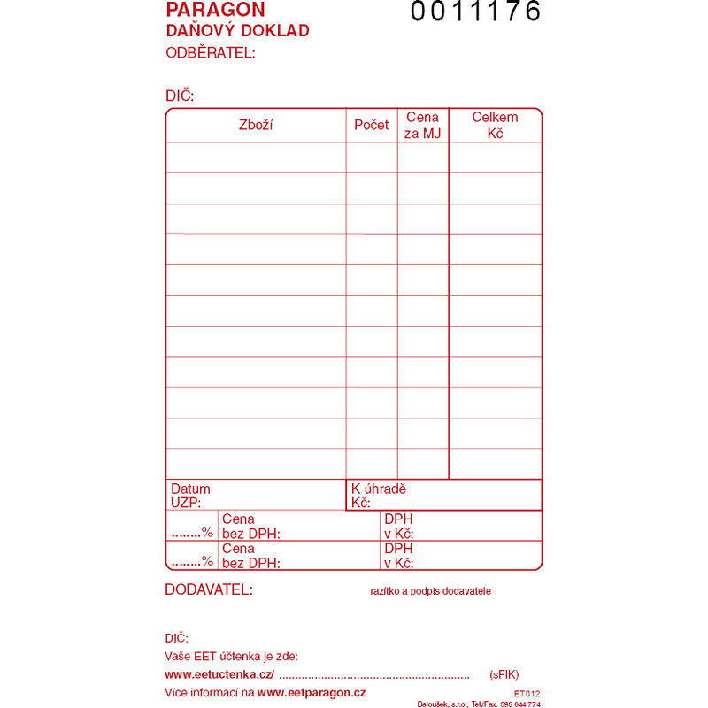 Baloušek Tisk Paragon - daňový doklad číslovaný - EET - GLAMI.cz