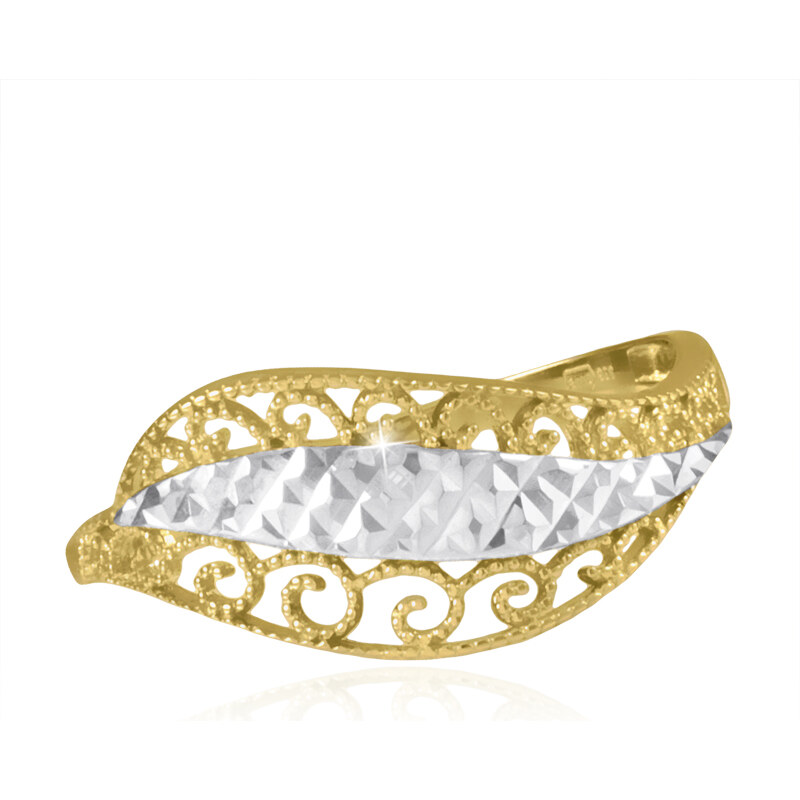 GEMMAX Jewelry Zlatý prsten zdobený filigrány a gravírováním vel. 56 ...