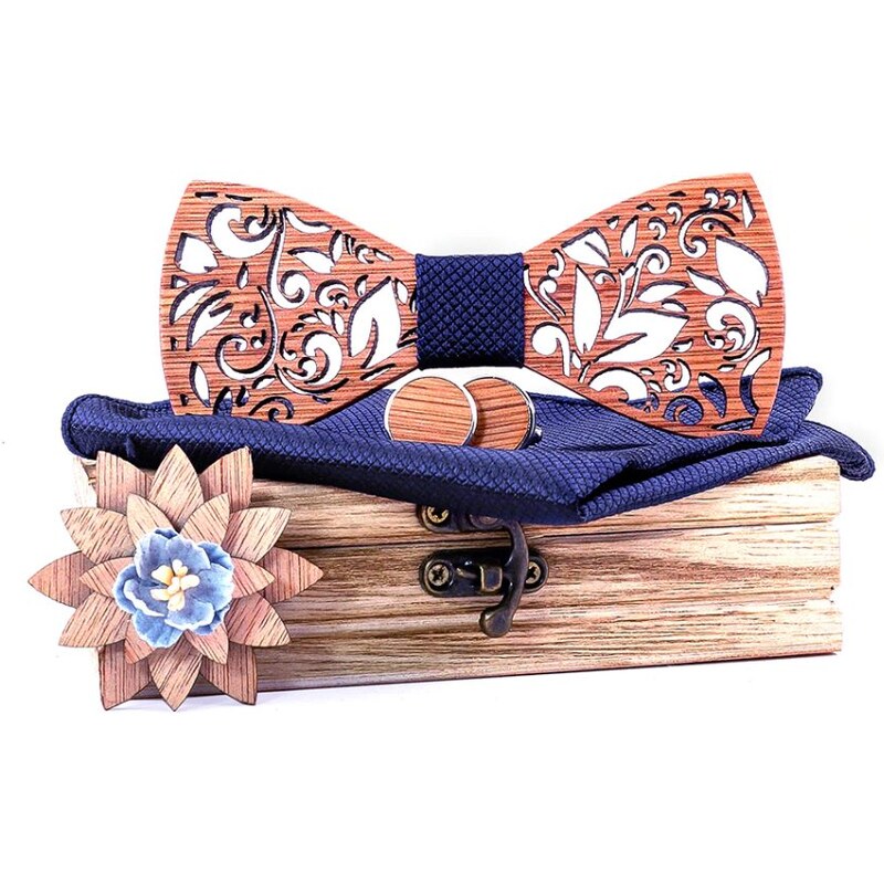 dreveny-motylek.com Set dřevěného motýlku, kapesníčku, manžetových ...