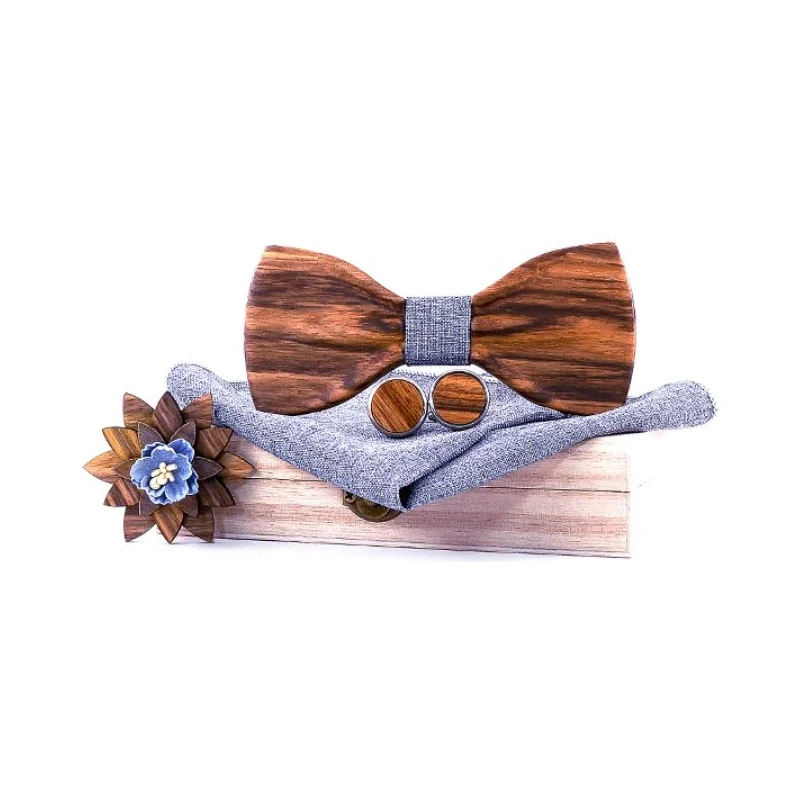 dreveny-motylek.com Set dřevěného motýlku, manžetových knoflíčků a ...