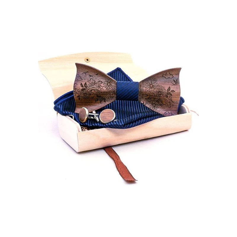 dreveny-motylek.com Set dřevěného motýlku, manžetových knoflíčků a ...