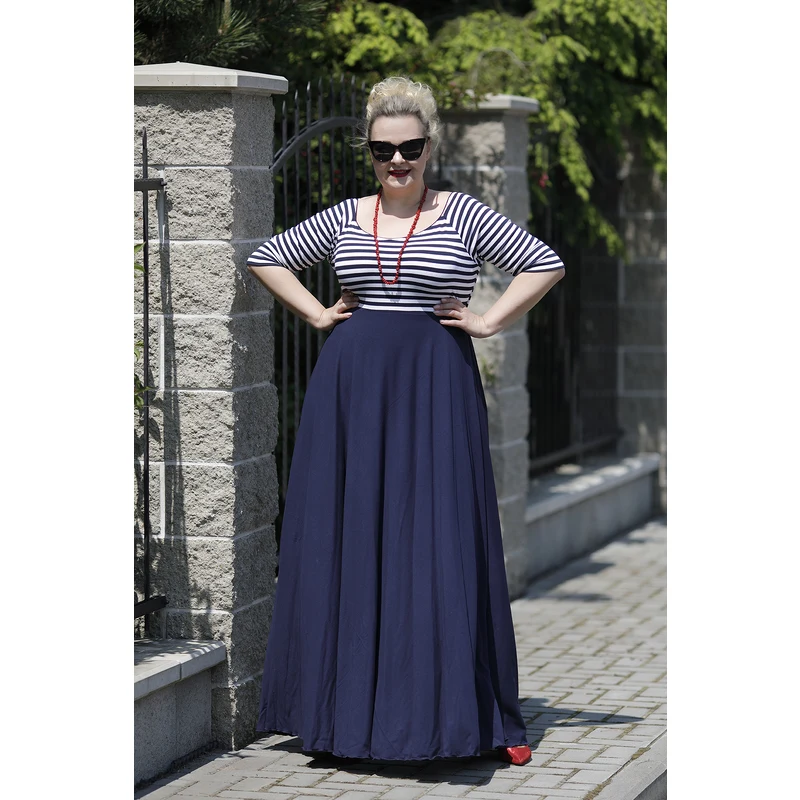 Molet MV Magda dlouhé šaty line s modrou sukní - GLAMI.cz