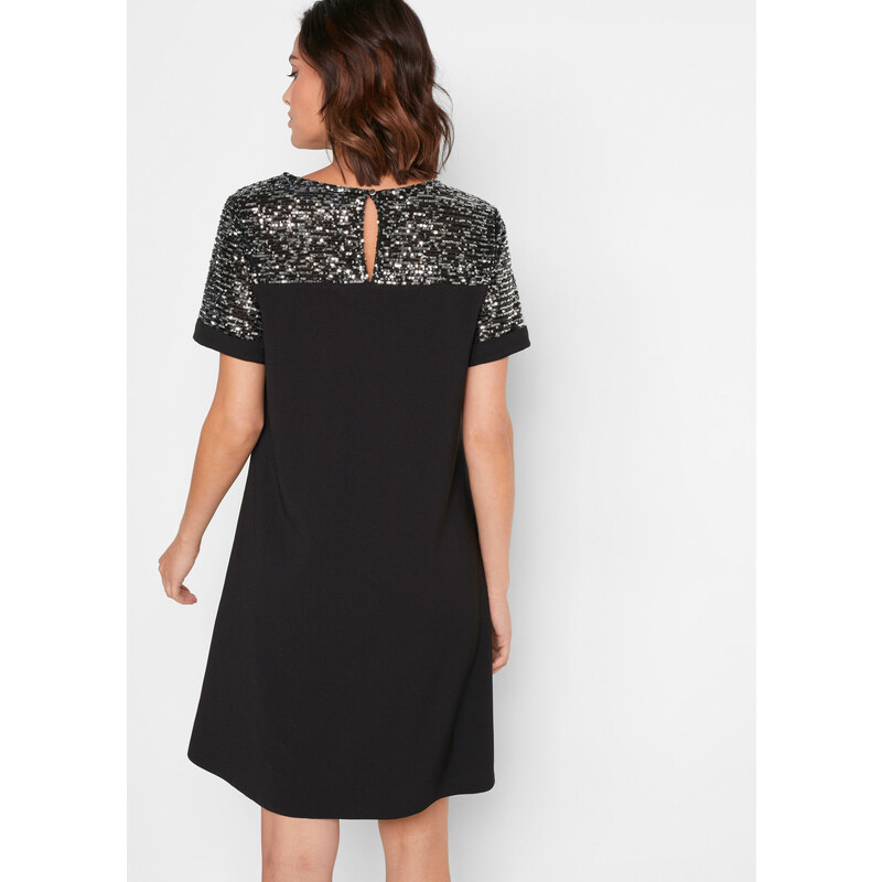 bonprix Šaty s pajetkovou vsadkou Černá - GLAMI.cz