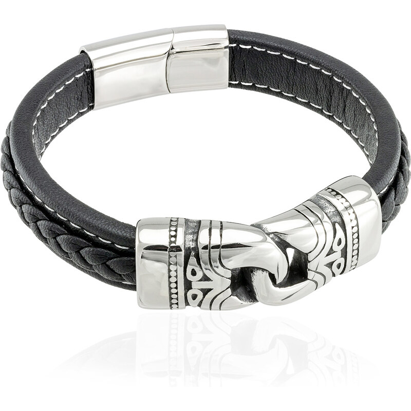 Sam's Artisans Kožený náramek Aztec chirurgická ocel INRM094 - GLAMI.cz