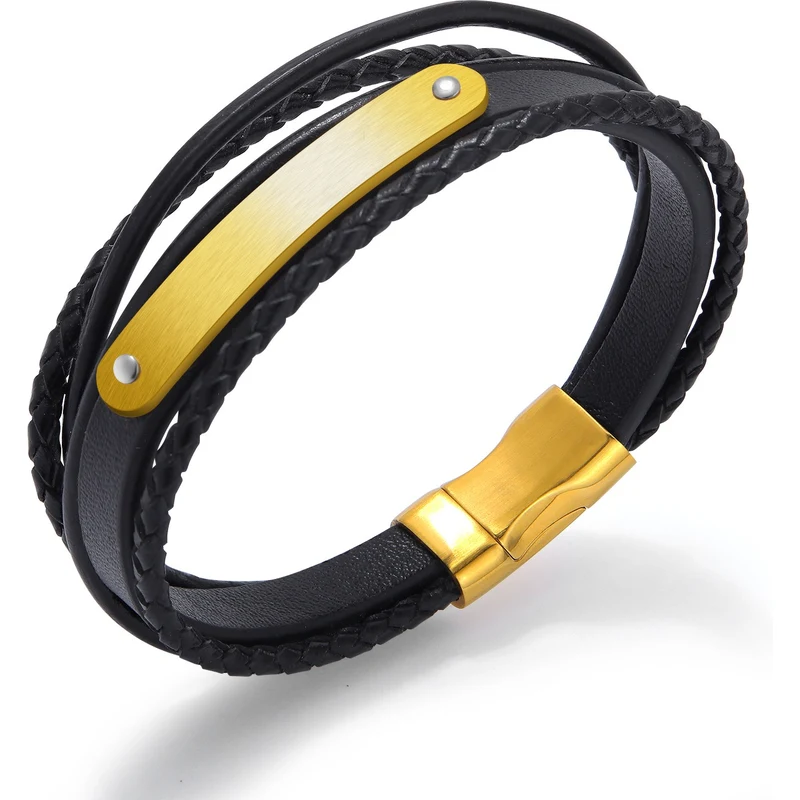 Sam's Artisans Kožený náramek Destiny GLD chirurgická ocel INRM112 ...