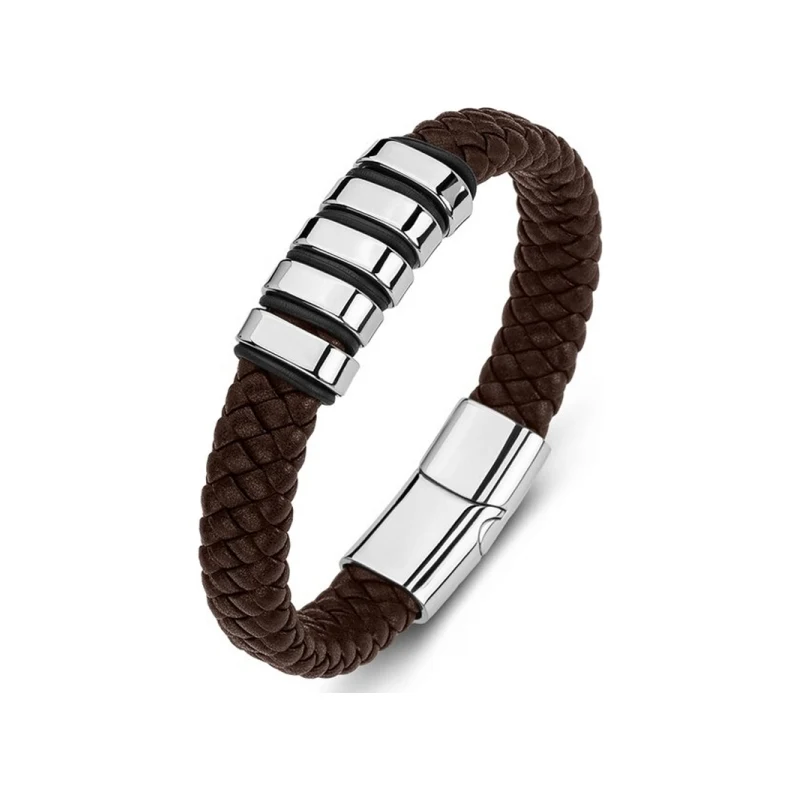 Daniel Dawson Pánský náramek Daniel Brown - chirurgická ocel, kůže ...