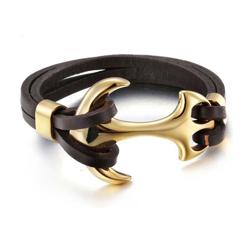 Sam's Artisans Kožený náramek Navy Heritage chirurgická ocel INRM126 ...