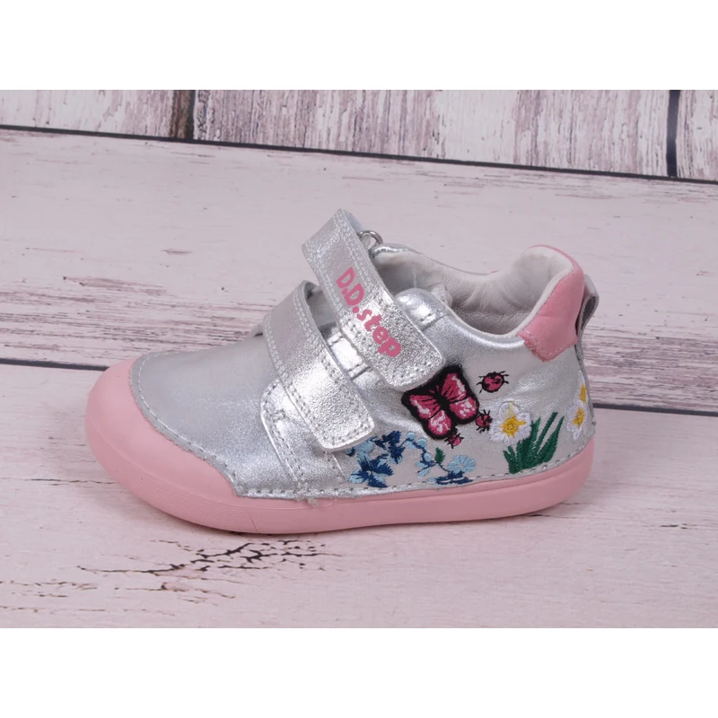 Celoroční boty obuv D.D. step kožené barefoot S066-821 stříbrné a ...