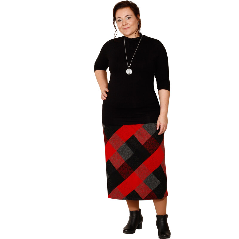 Martina MILKA úpletová sukně čtverce káro podzim 21 - 4 délky - GLAMI.cz