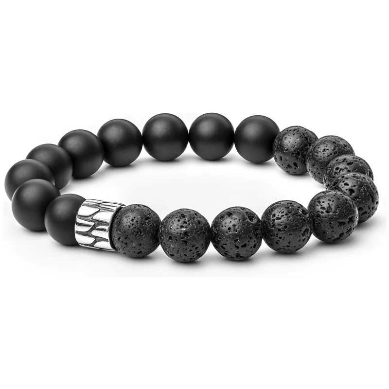 Gaura Pearls Náramek Maura - Lávový Kámen, Onyx - GLAMI.cz