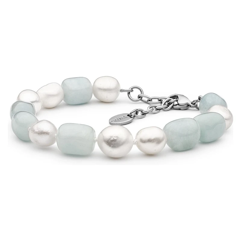 Gaura Pearls Náramek Rachael - sladkovodní perla, akvamarín ...