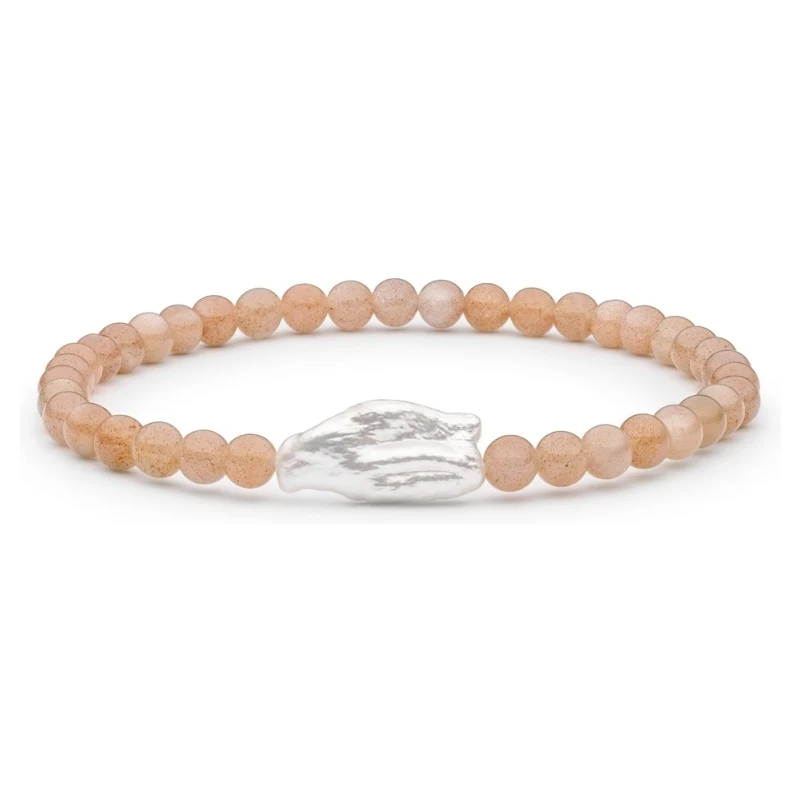 Gaura Pearls Korálkový náramek s biwa perlou Lea - měsíční kámen - GLAMI.cz