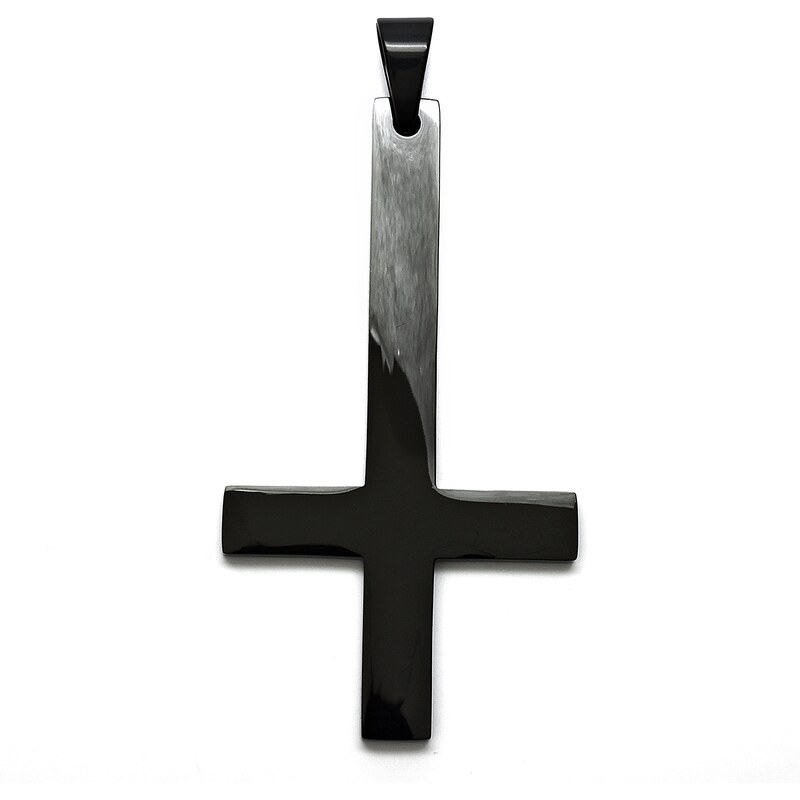 Aranys Ocelový obrácený kříž s řetízkem, varianty, Černá - GLAMI.cz