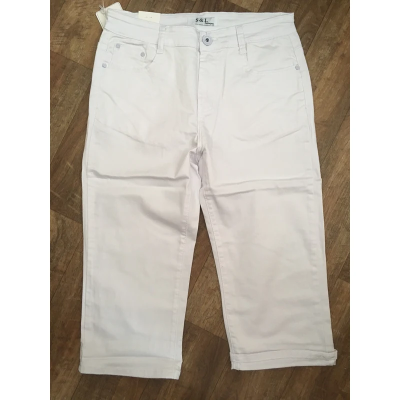 Dámské bílé pružné 3/4ní capri kalhoty rifle A1611 - GLAMI.cz