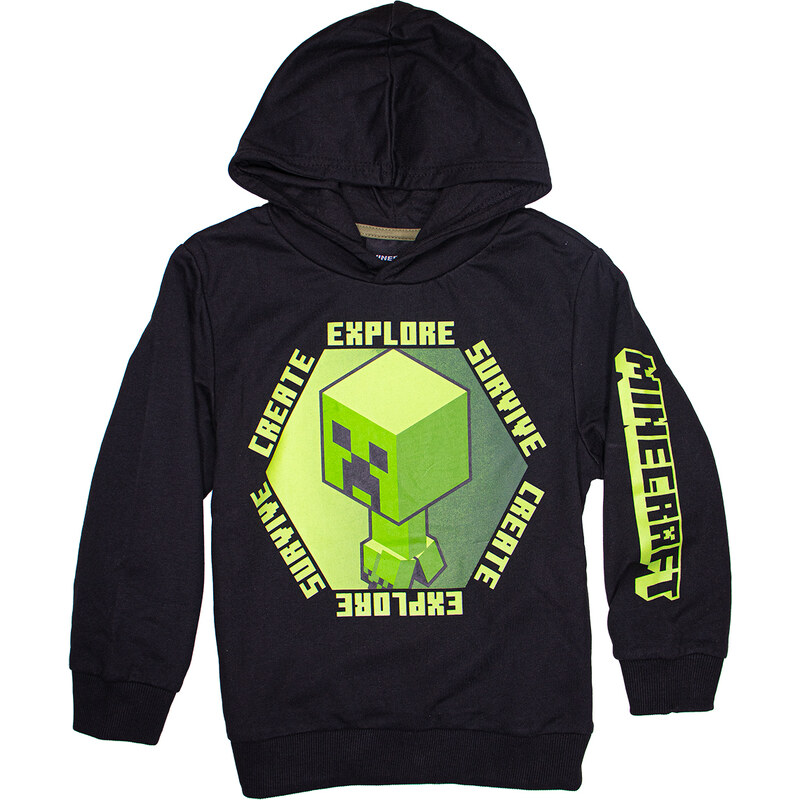 MINECRAFT mikina s kapucí CREEPER - SVÍTÍCÍ NÁPIS - GLAMI.cz