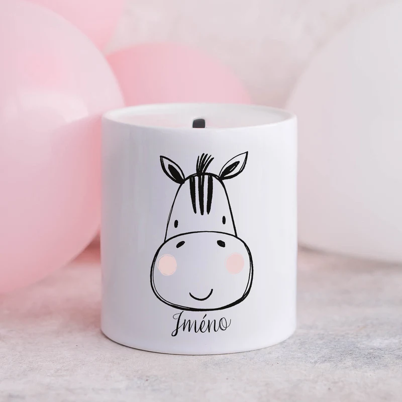 Domovi Bílá keramická pokladnička se jménem Zebra 9cm - GLAMI.cz