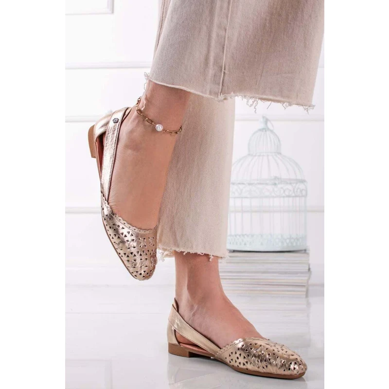 Carmela Zlaté kožené baleríny 160672 - GLAMI.cz