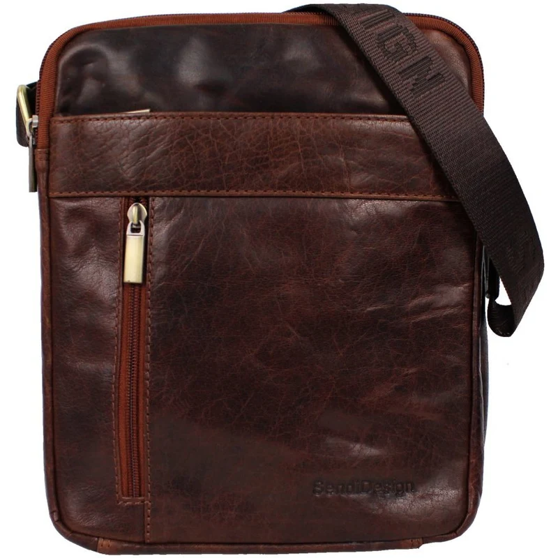Sendi Design Pánská kožená taška přes rameno DANDY hnědá melír - GLAMI.cz