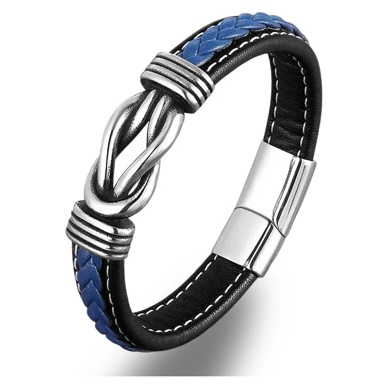 Sam's Artisans Kožený náramek Námořní Uzel Blue chirurgická ocel ...