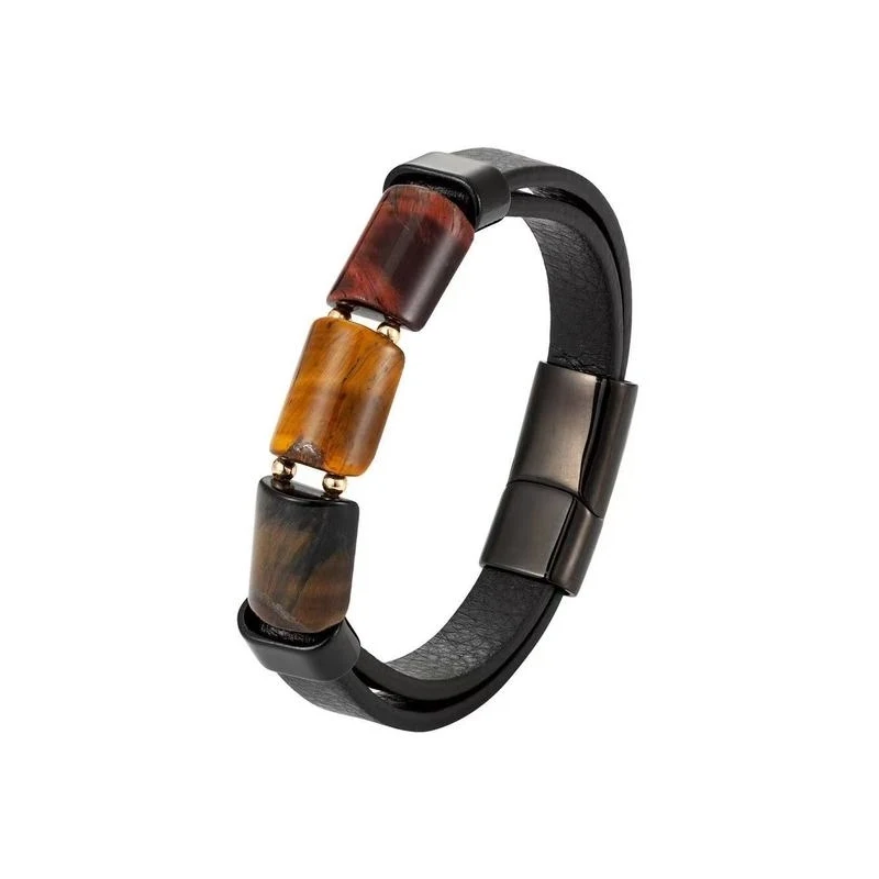 NAKY Pánský kožený náramek Manuel, Black - GLAMI.cz