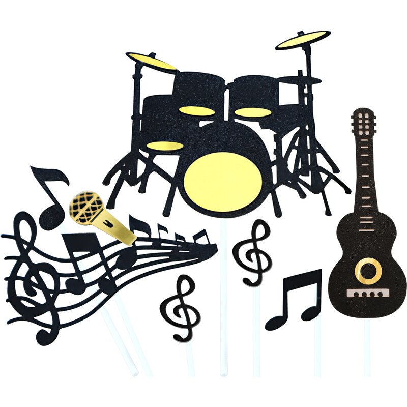 Zápichy do dortu - Notová osnova, kytara, bicí souprava, noty a ...