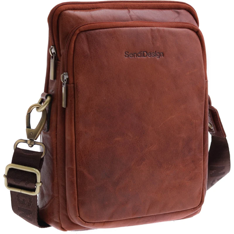 Pánská kožená taška přes rameno Sendi Design B-722 koňaková - GLAMI.cz
