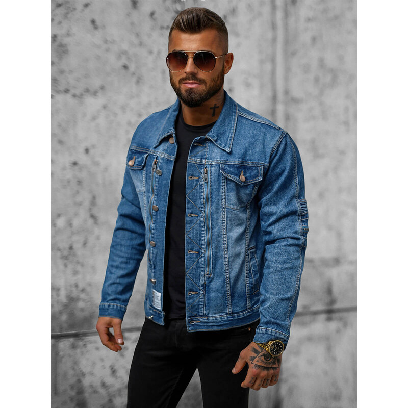 Ozonee Pánská džínová bunda Espacio jeansová S - GLAMI.cz