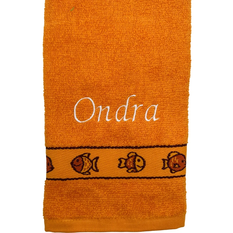 Domovi Oranžový dětský ručník s vlastním textem - Rybička 30 x 50 cm ...