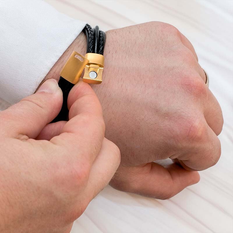 Sam's Artisans Kožený náramek Destiny GLD chirurgická ocel INRM112 ...