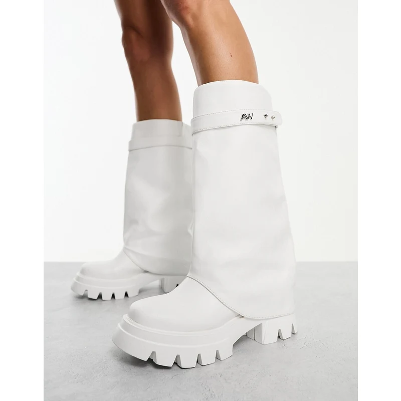 Azalea Wang Jet foldover Knee boot in white - GLAMI.cz
