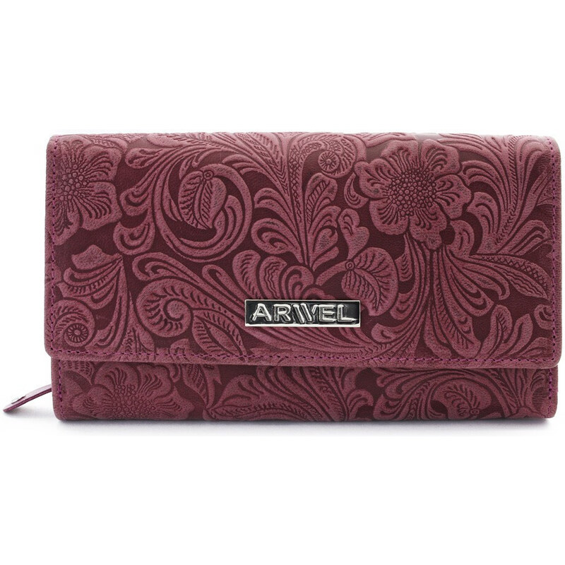 Fuchsiová klopnová kožená dámská peněženka se vzorem Ourania - GLAMI.cz